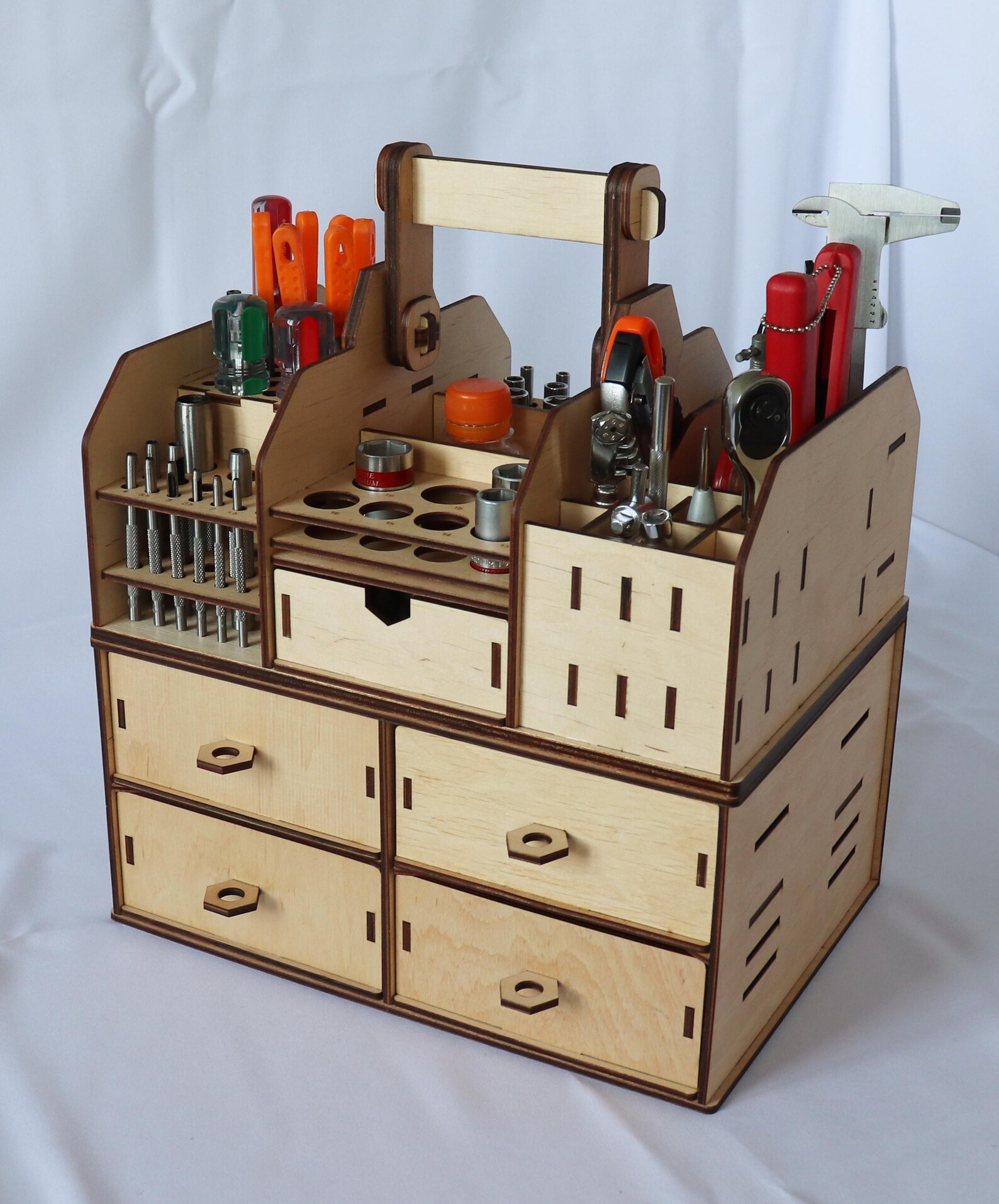 Tool Rack Plywood, Tool Storage Rack, Handcrafted Wooden Tool Holder ...