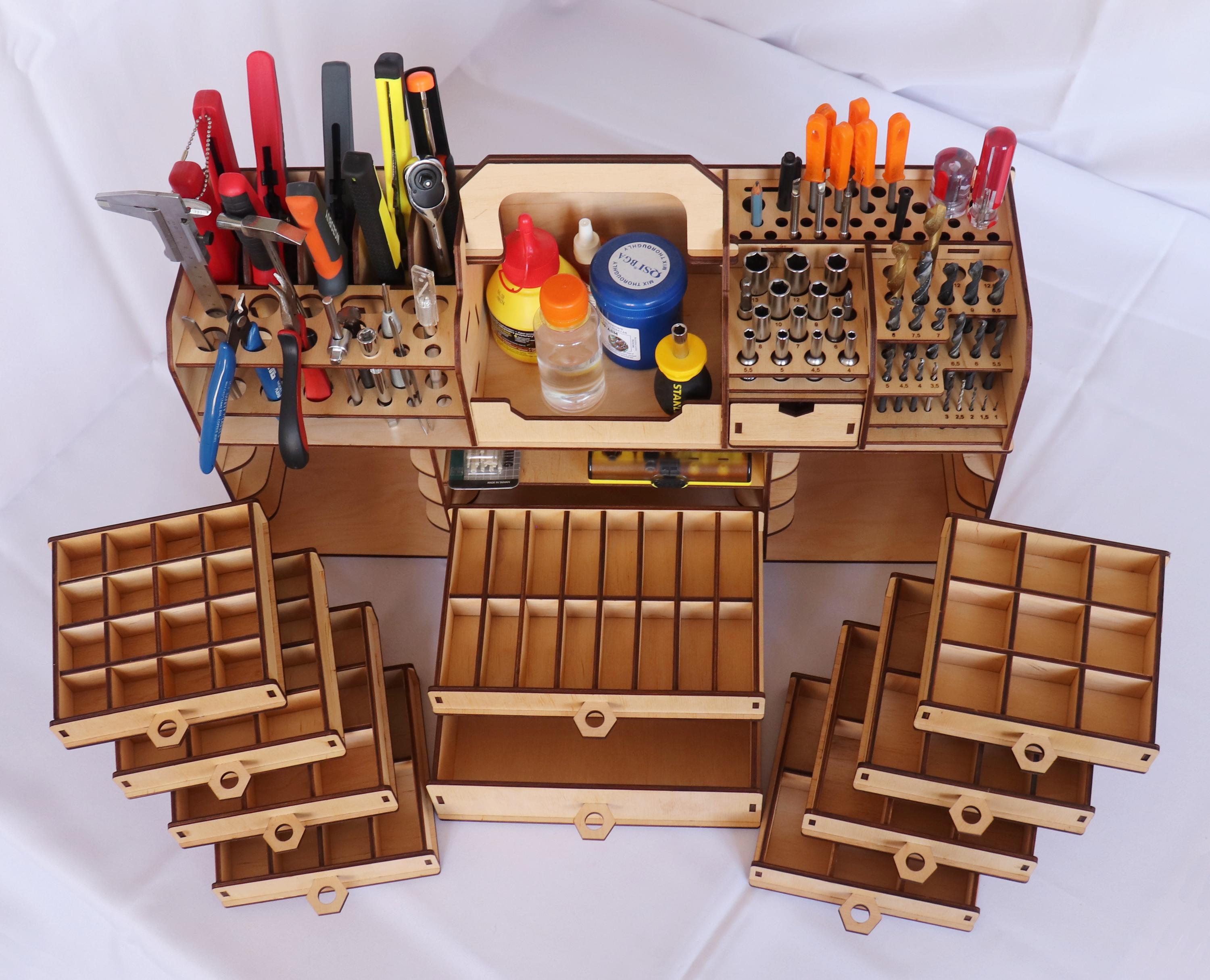 Tool Rack Plywood, Tool Storage Rack, Handcrafted Wooden Tool Holder ...