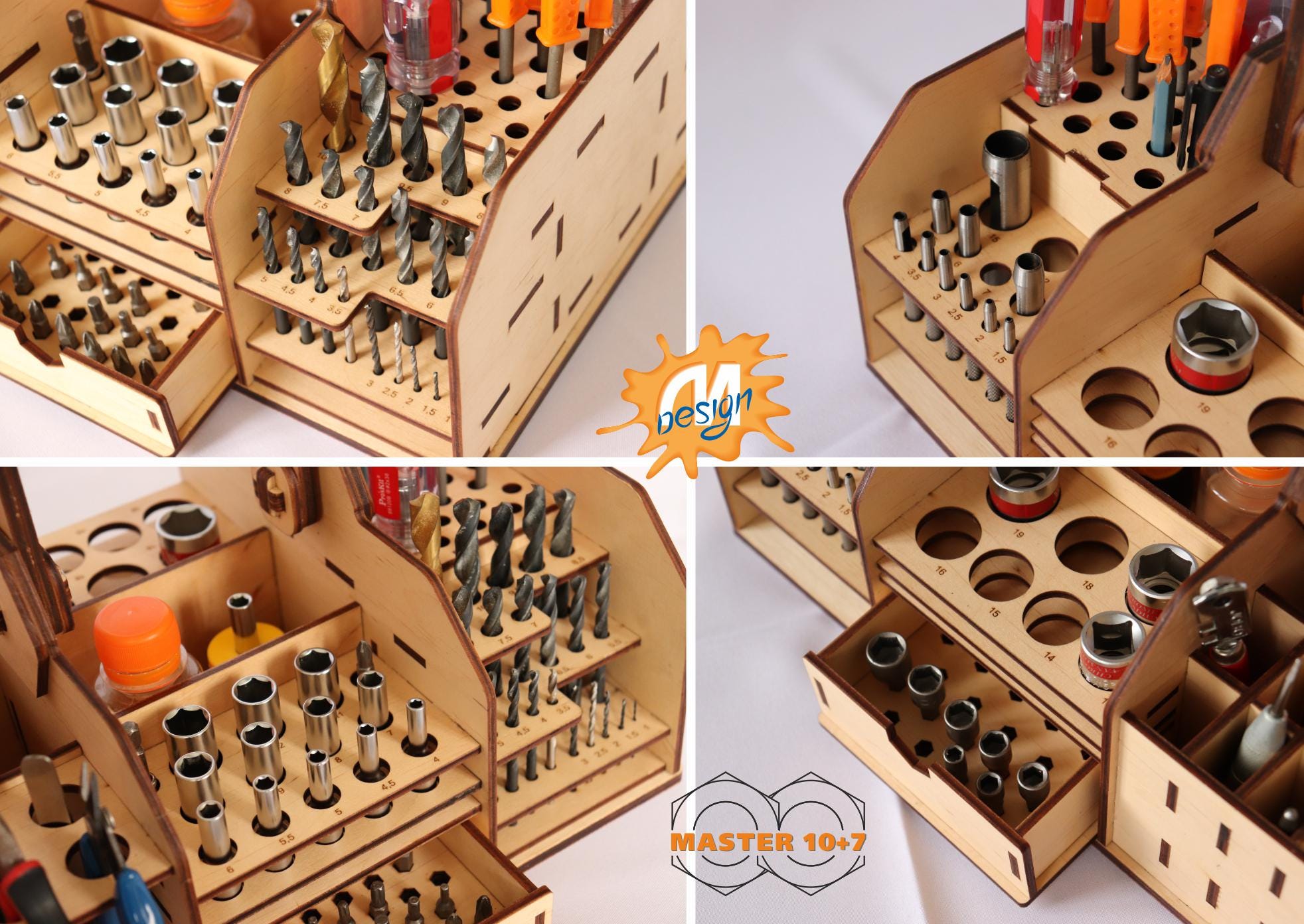 Tool Rack Plywood, Tool Storage Rack, Handcrafted Wooden Tool Holder ...