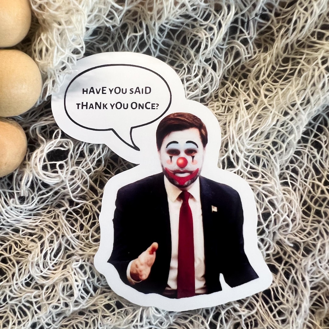 JD Vance Clown Vinyl Sticker: Political Satire, Resistance Art - Etsy