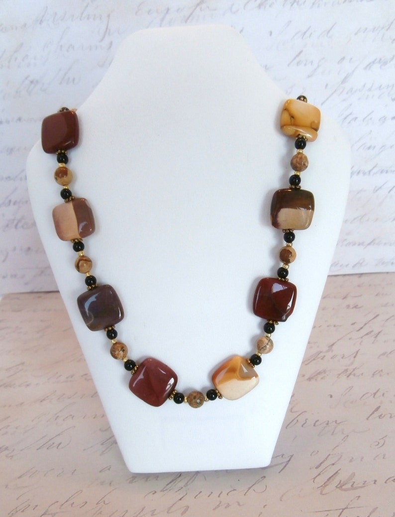 Red-toned Square Fancy Jasper Necklace - Etsy
