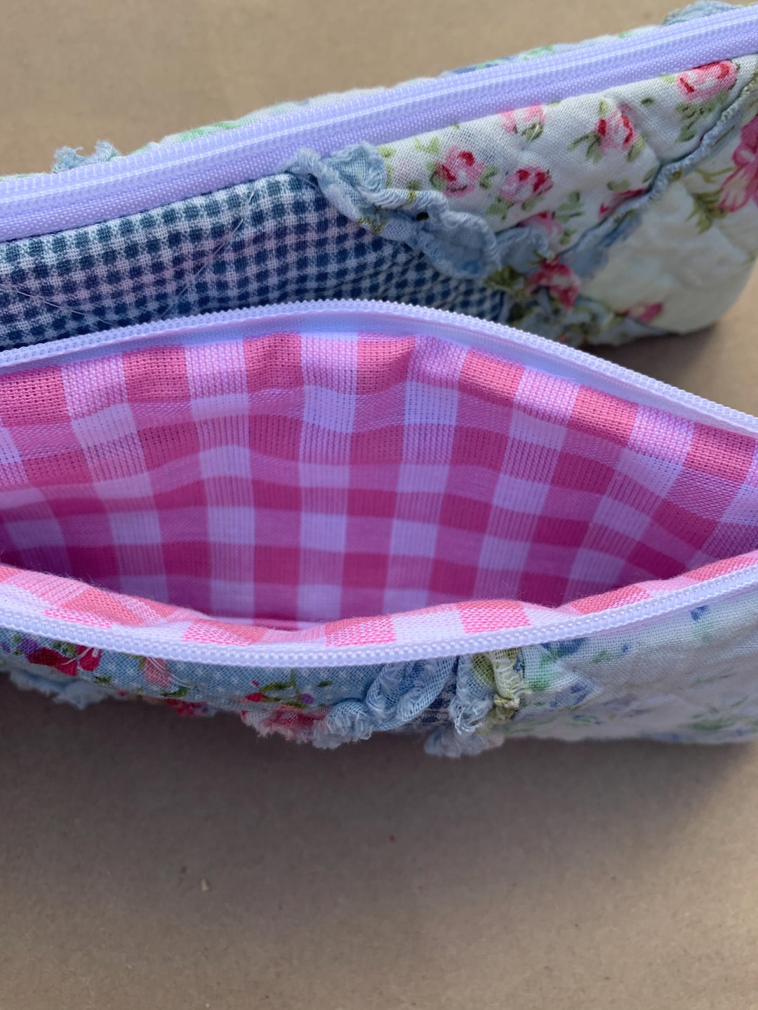 Shabby Chic Zippered Pouch Quilted Colorful Patchwork Pencil and ...