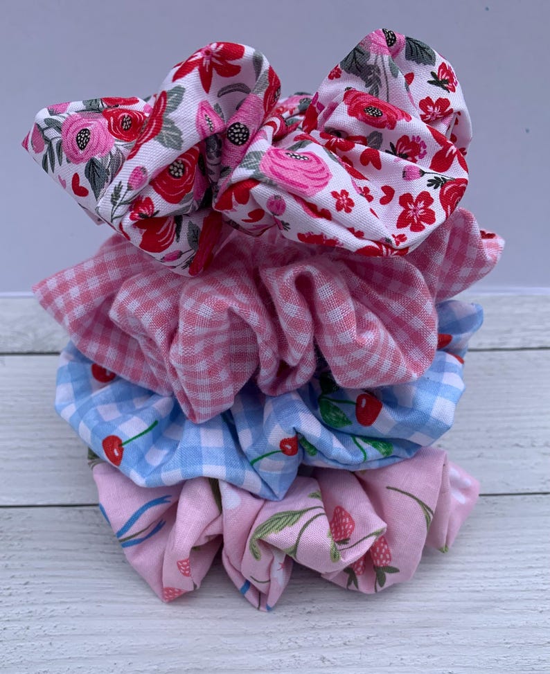 Cotton Floral Scrunchies Handmade Cute Cotton Berries and Floral ...