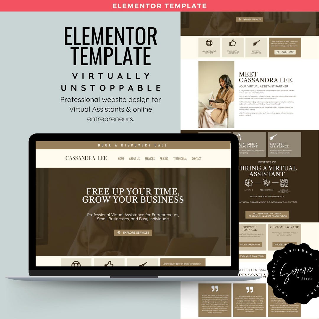 Virtual Assistant Elementor Template - Virtually Unstoppable | Website Design for Freelancers ...
