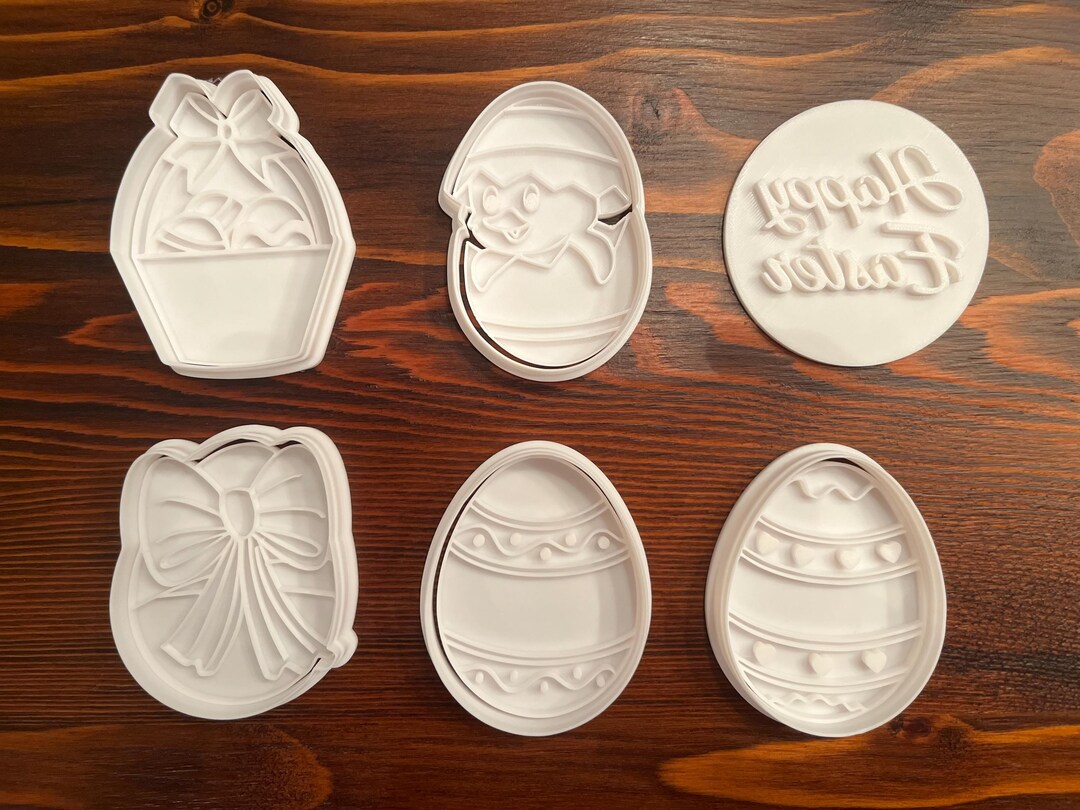 Easter Cookie Cutters and Stamps | Playdough Tools | Easter Egg Designs ...