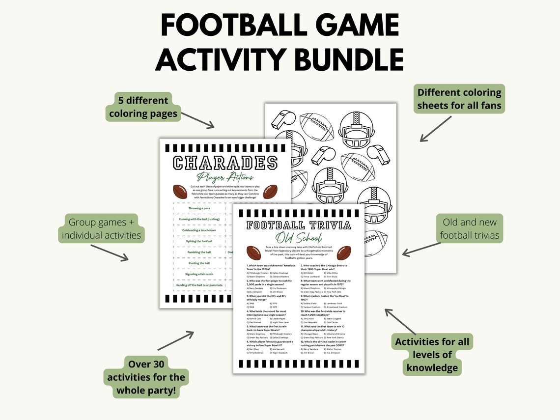 Football Activity Printable Bundle | Printable Football Activities ...