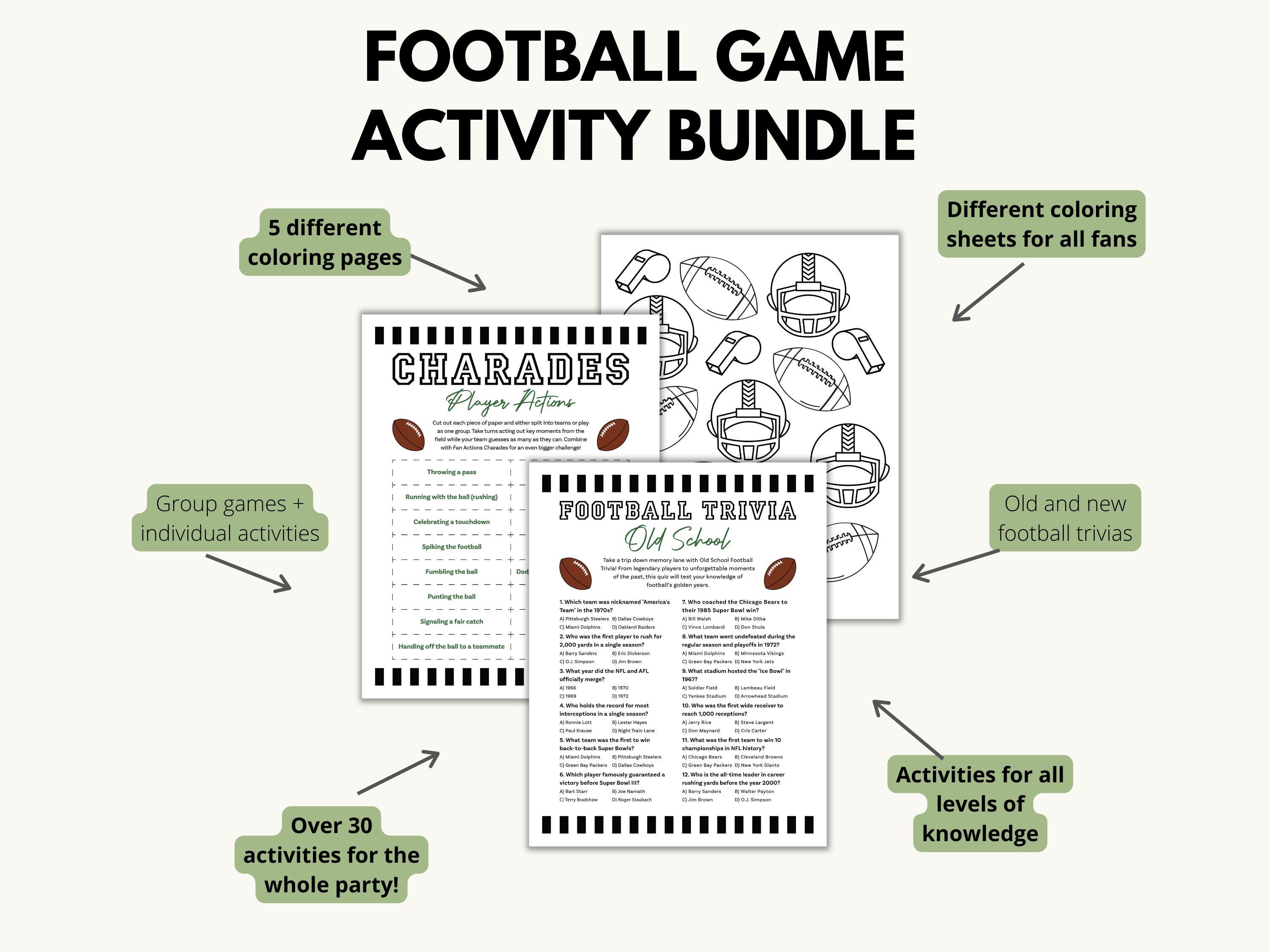 Football Activity Printable Bundle | Printable Football Activities ...