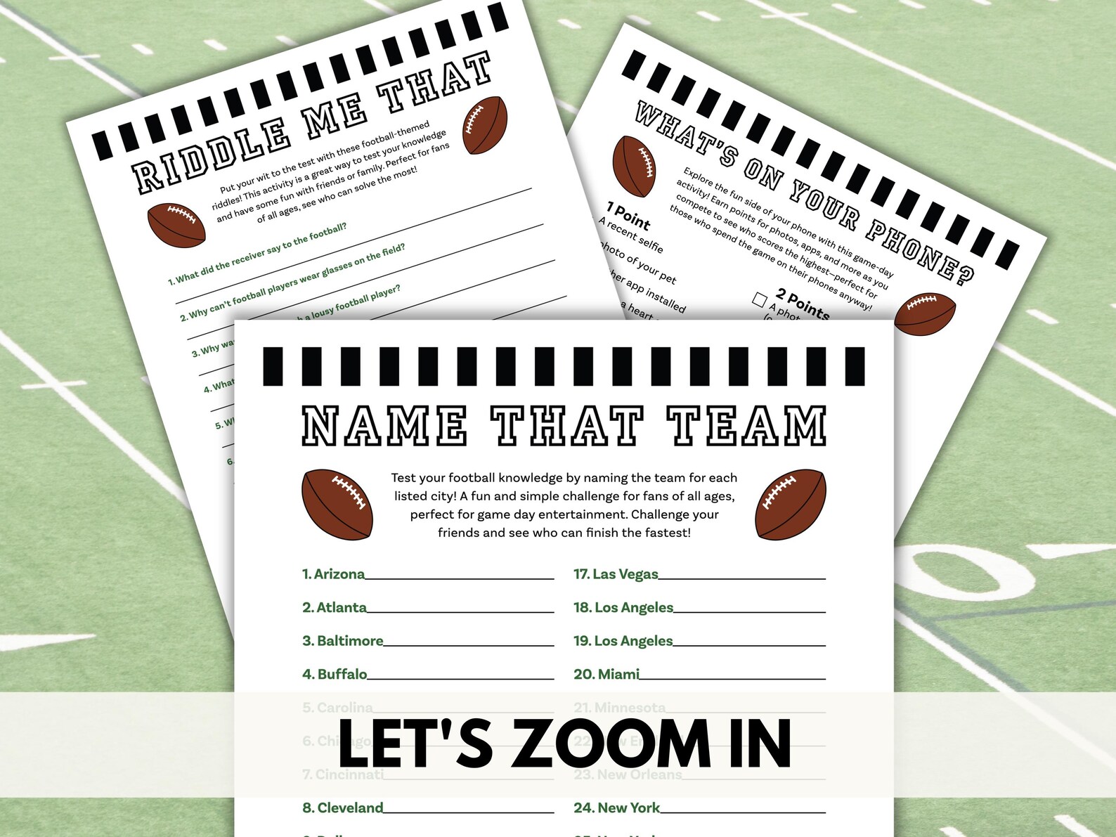 Football Activity Printable Bundle | Printable Football Activities ...