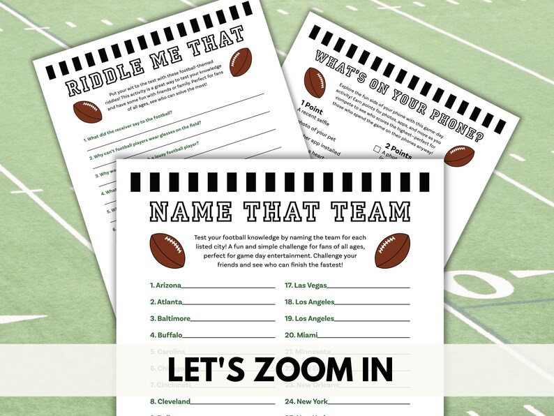 Football Activity Printable Bundle | Printable Football Activities ...
