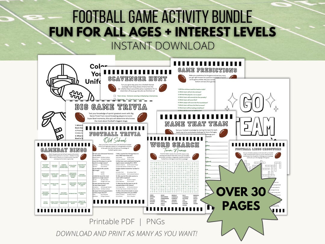 Football Activity Printable Bundle | Printable Football Activities ...