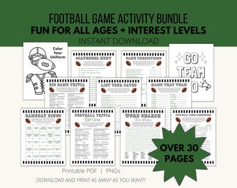 Football Activity Printable Bundle | Printable Football Activities ...