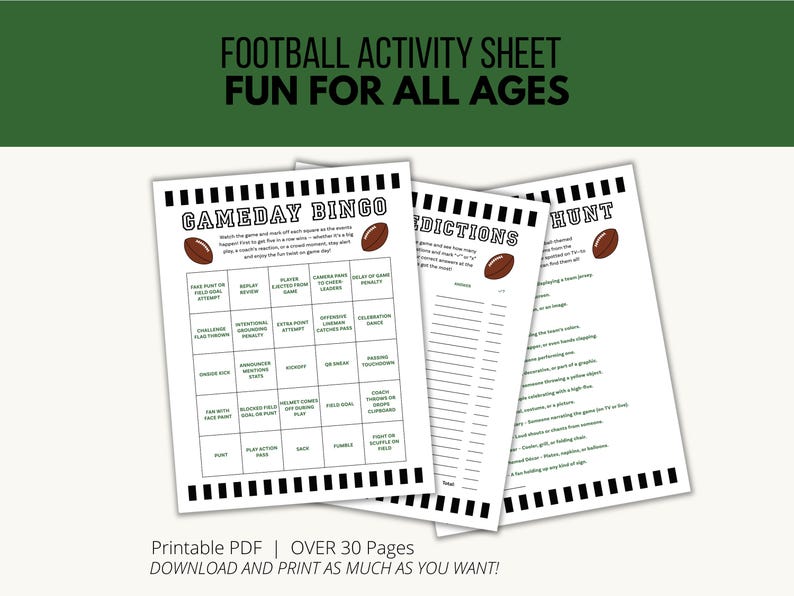 Football Activity Printable Bundle | Printable Football Activities ...