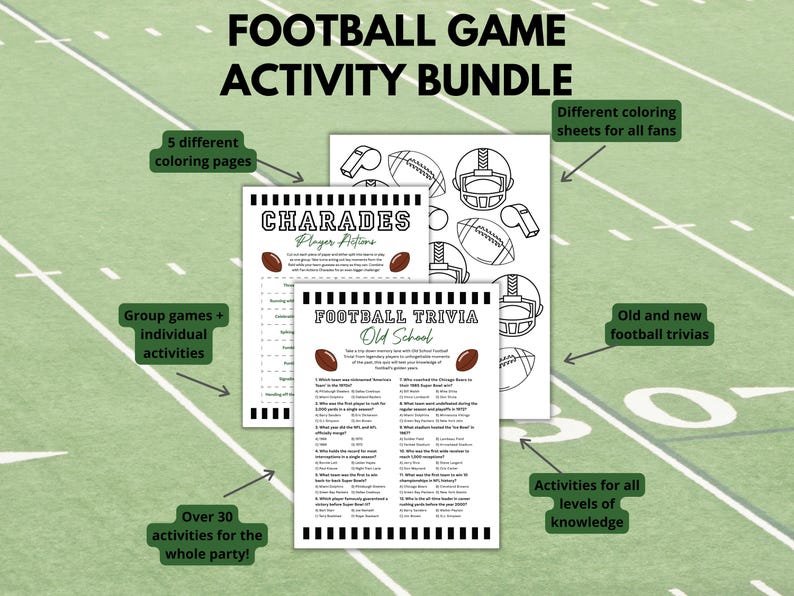 Football Activity Printable Bundle | Printable Football Activities ...