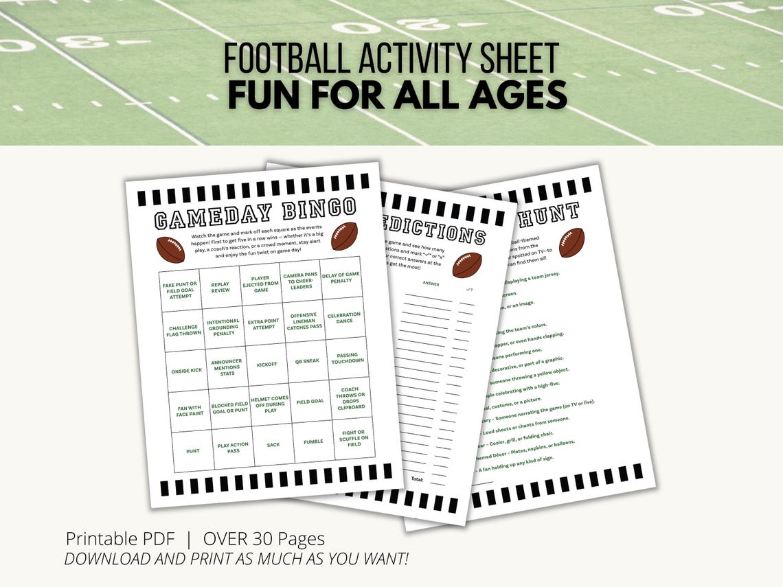 Football Activity Printable Bundle | Printable Football Activities ...
