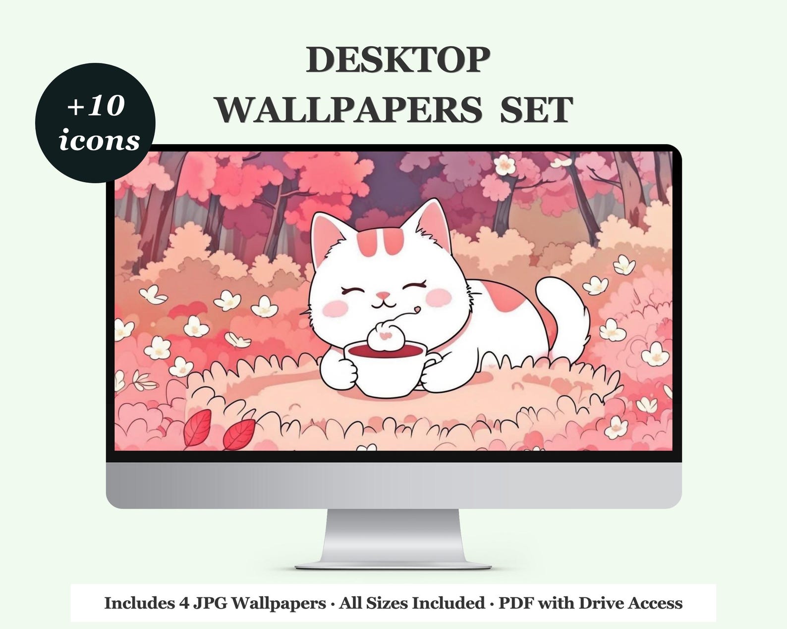 Kawaii Desktop Wallpaper, Desktop Wallpaper Set, Cozy Desktop Wallpaper ...