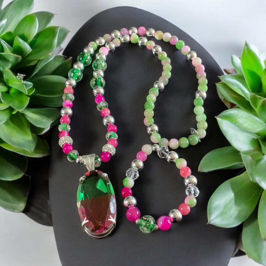 Wicked Color Theme .925 Silver Bi-color Tourmaline Gemstone Pendant and ...