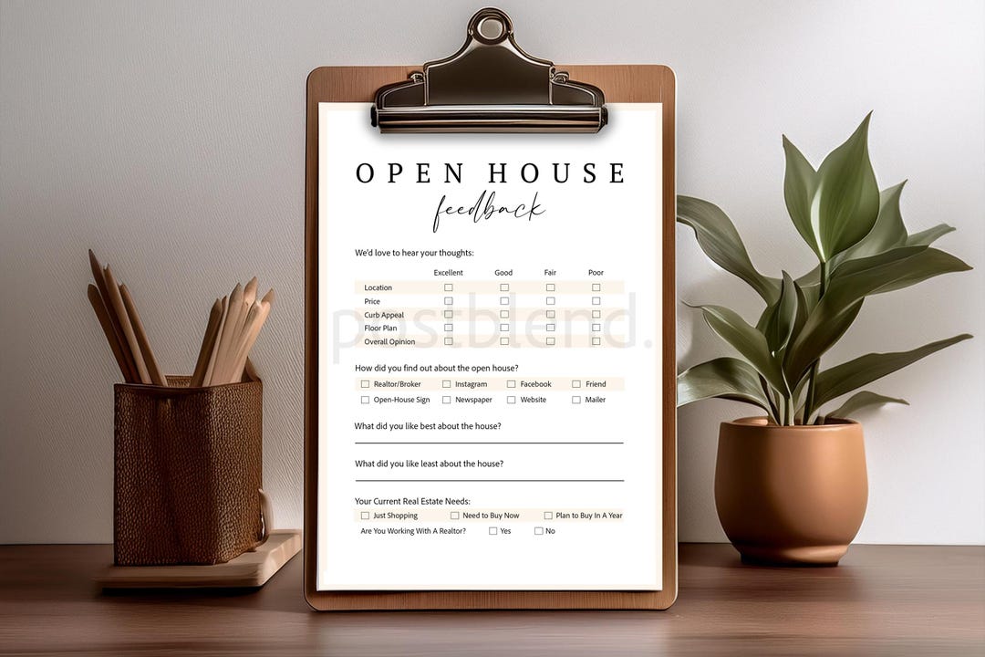 Printable Open House Real Estate Feedback Form | Real Estate Open House ...