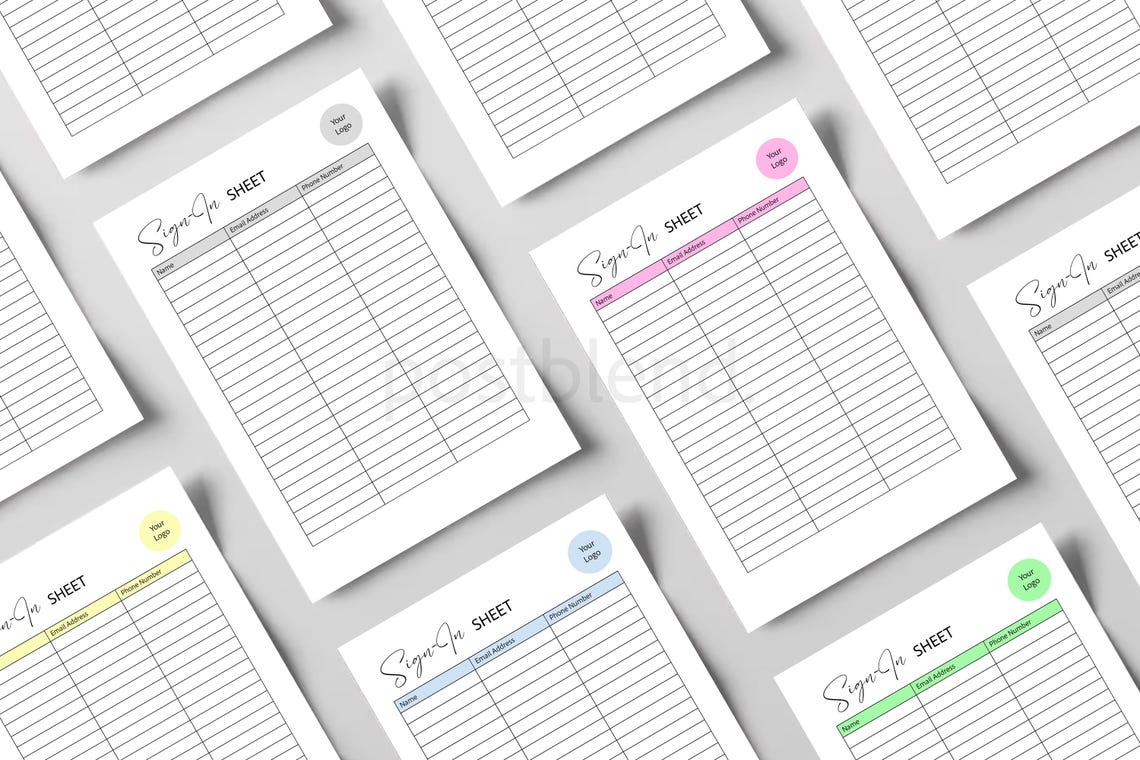 Printable Sign in Sheet | Real Estate Sign in Sheet | General Sign in ...