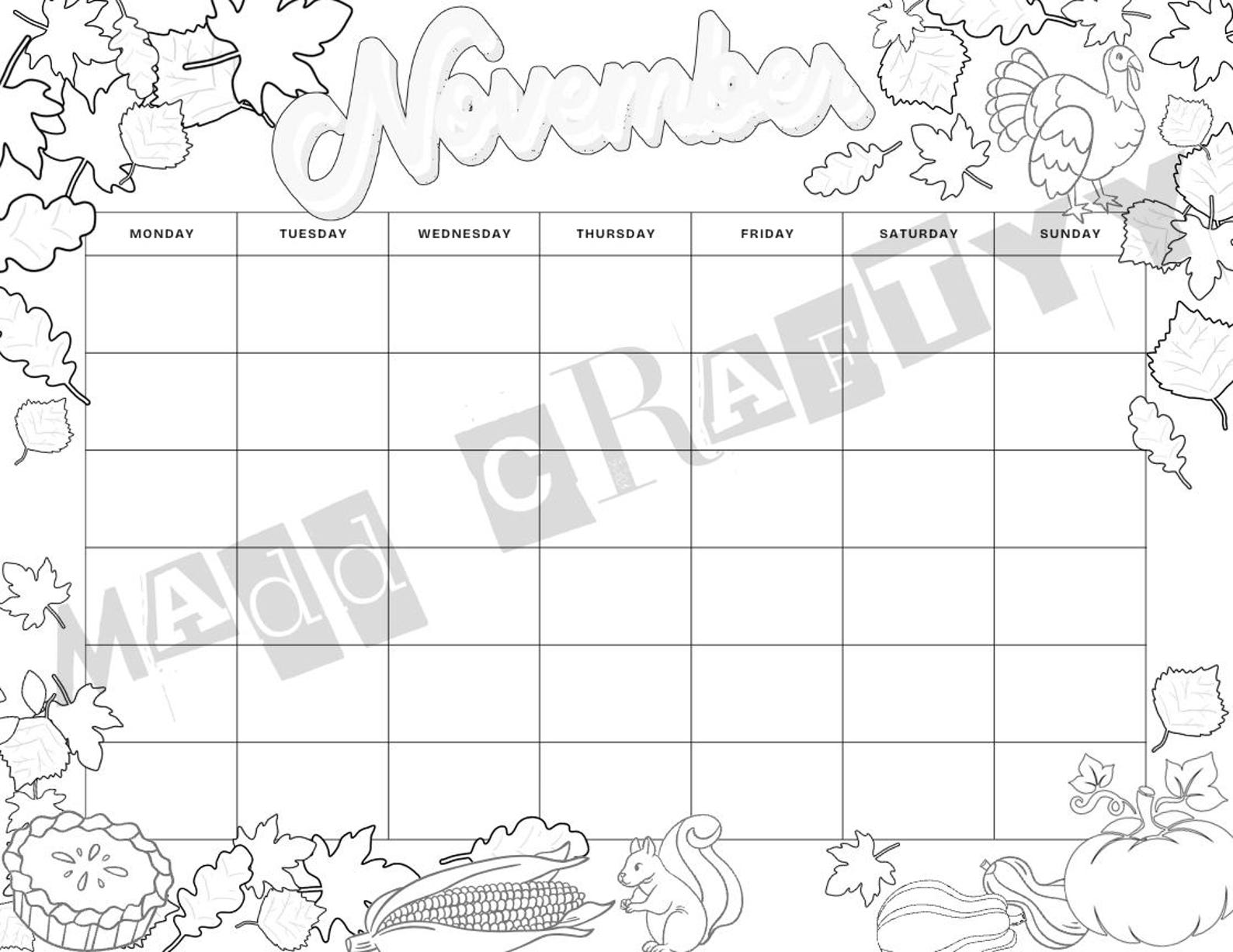 Coloring Calendar, Undated 12 Month Printable (digital Download) - Etsy