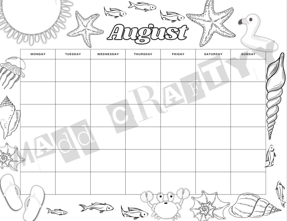 Coloring Calendar, Undated 12 Month Printable (digital Download) - Etsy