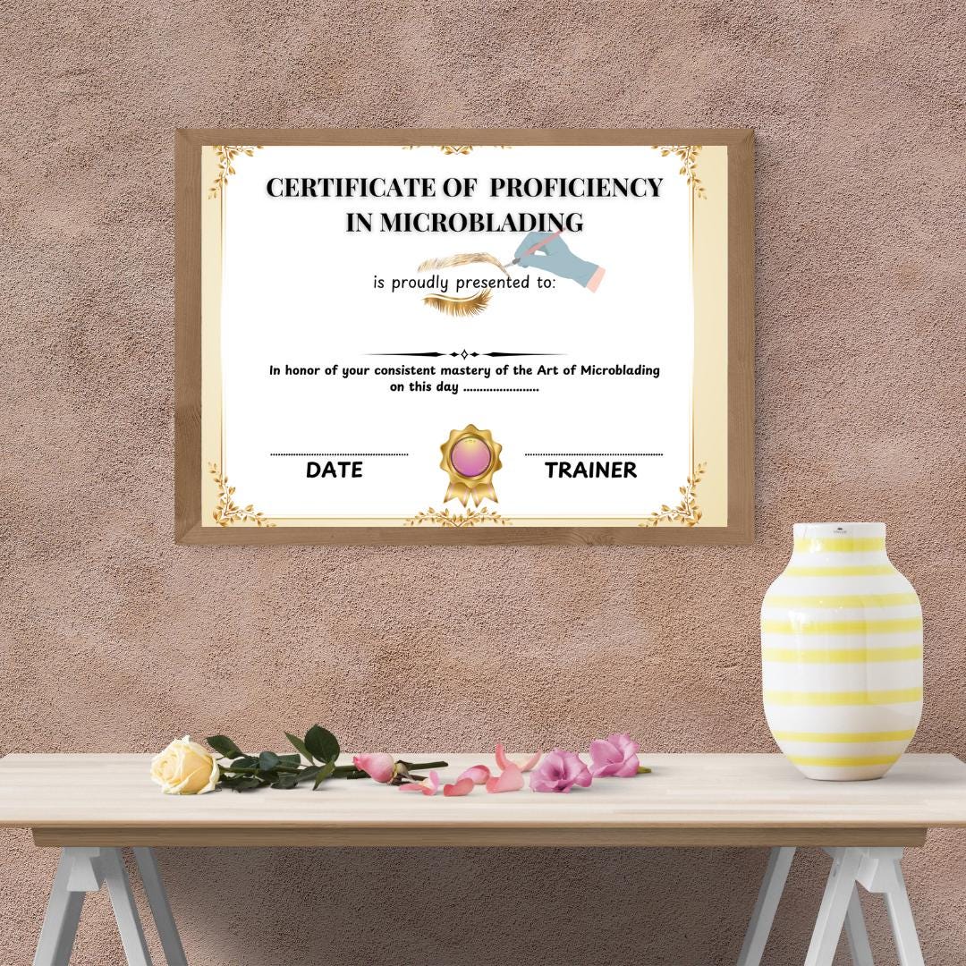 Microblading Certificate of Completion L Microblading Course Completion ...