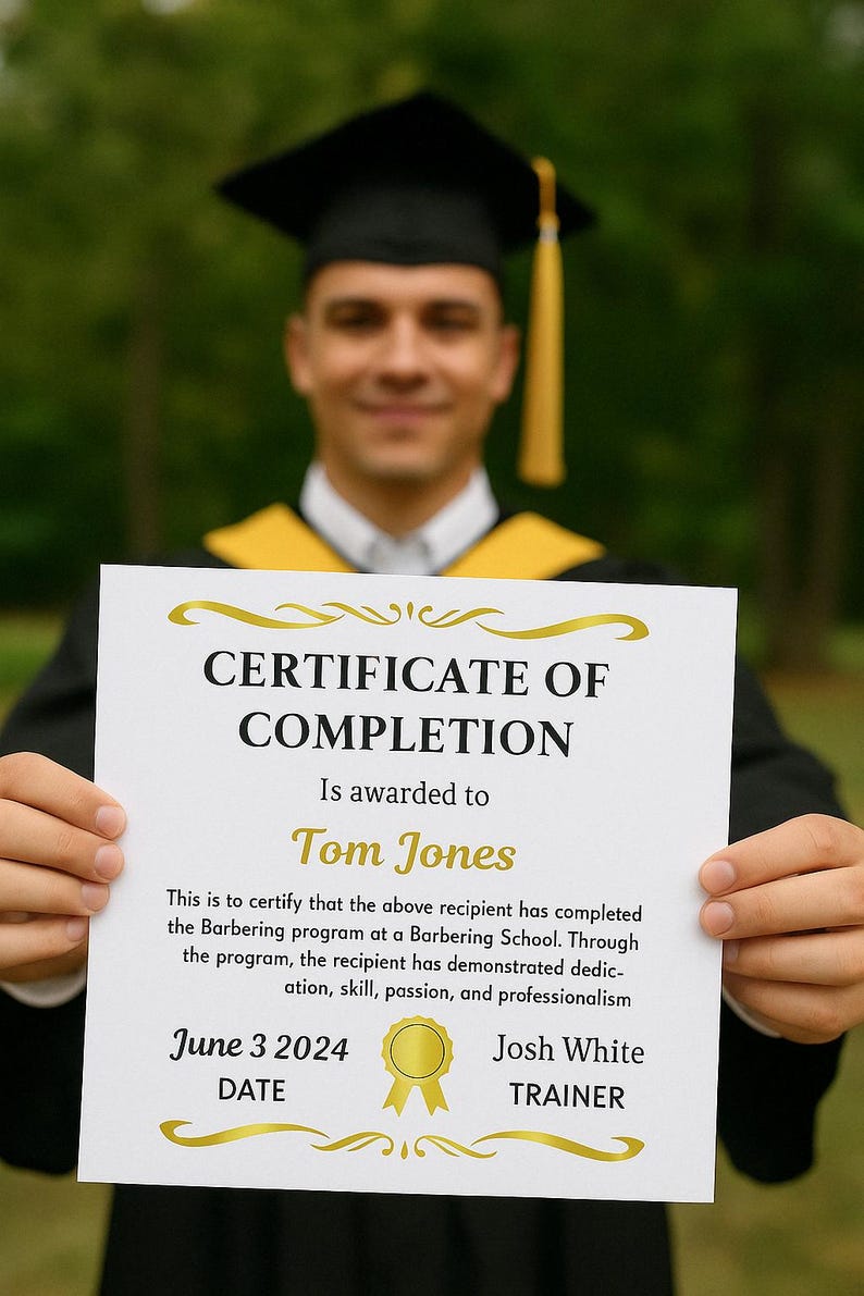 Editable Certificate of Completion Template: Training Award (PDF or ...