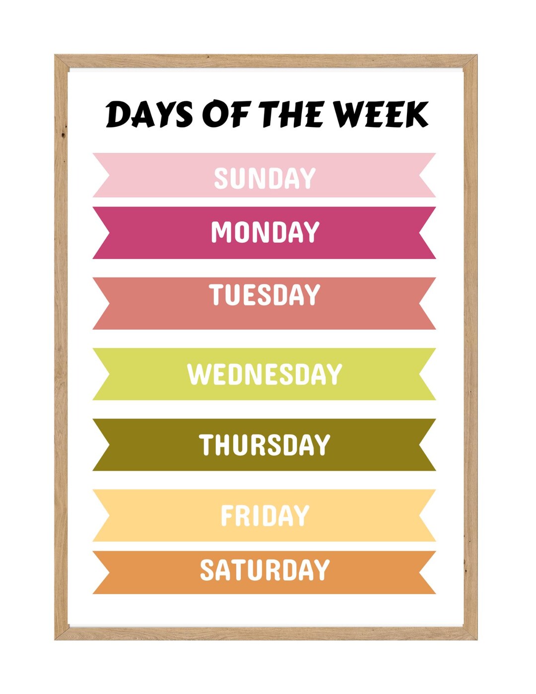 Days of the Week Printable Poster: Preschool Learning Chart (PDF ...