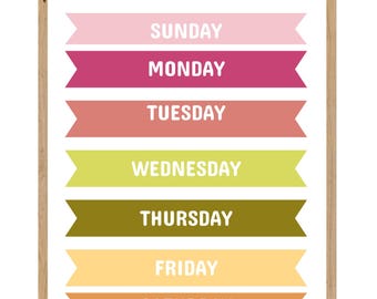 Days of the Week Printable Poster: Preschool Learning Chart (PDF ...