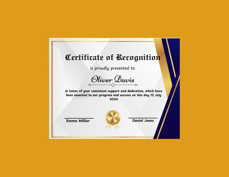 Editable Certificate of Recognition Template: Modern Canva Design ...