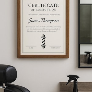 Editable Barber Certificate Template: Barber School Diploma (digital ...