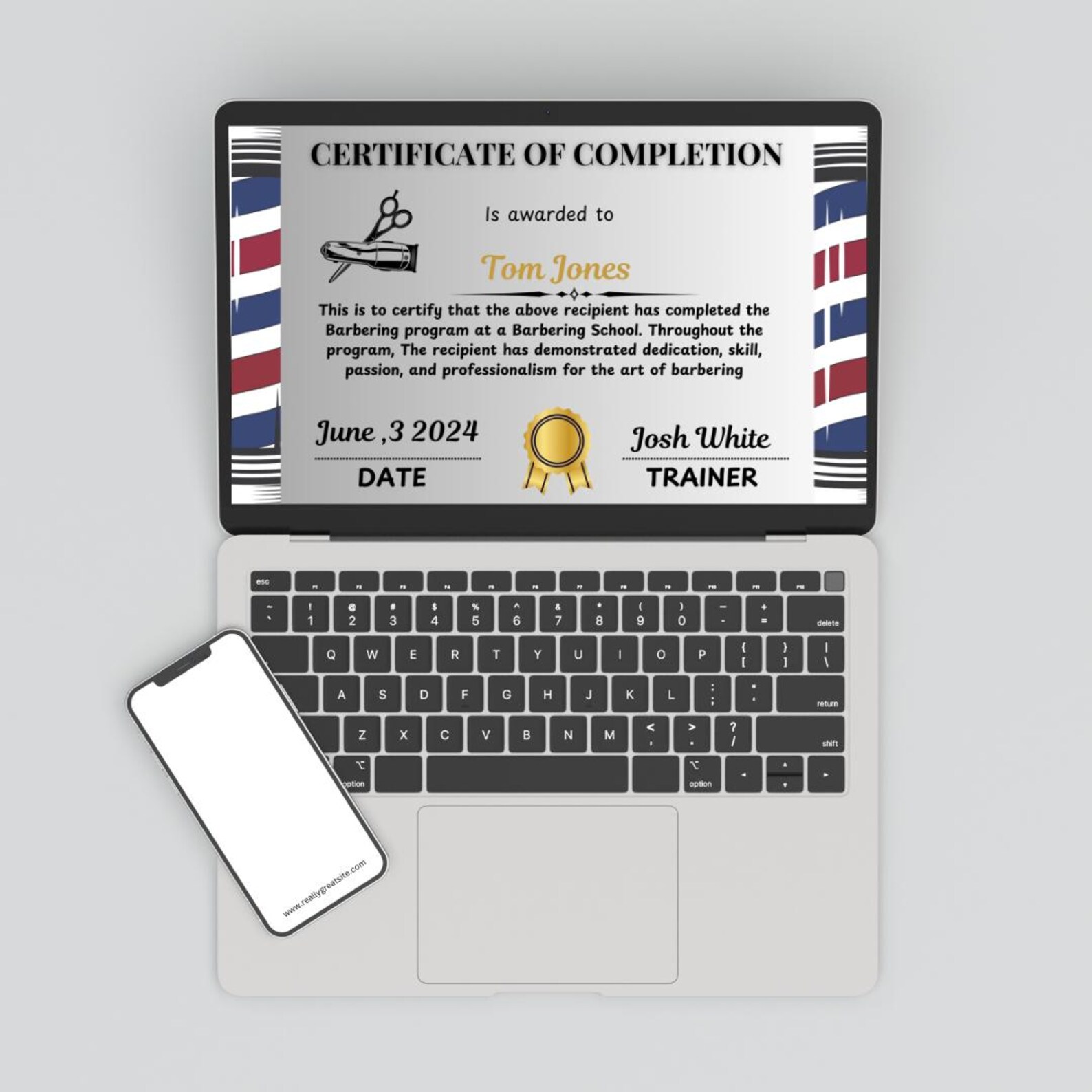 Barber Cosmetology Certificate of Completion – Printable Salon License ...