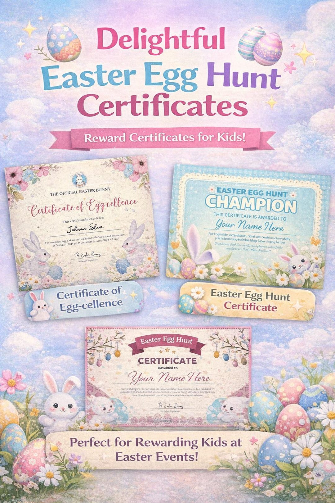 Easter Egg Hunt Certificate Printable | Editable Certificate for Kids ...