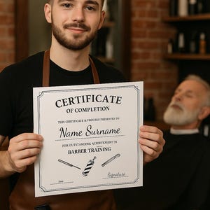 Barber Certificate of Completion | Editable Barber School Diploma ...