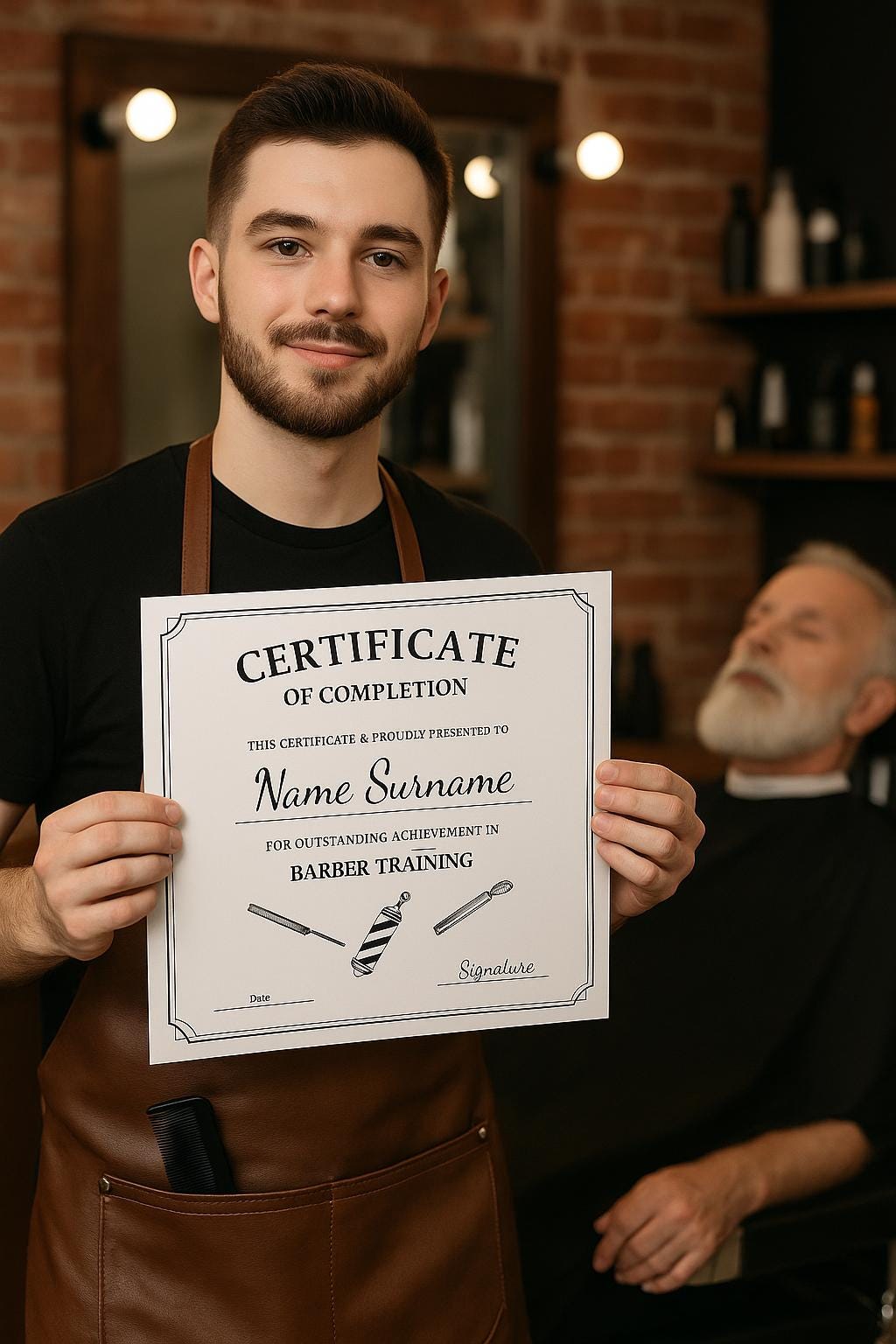 Editable Barber Certificate Template: Barber School Diploma (digital ...