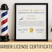 Barber License Certificate of Completion: Editable PDF Template - Etsy