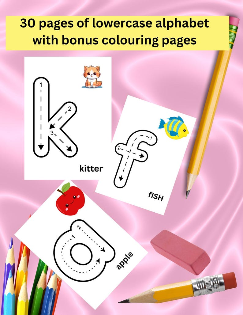 Lowercase Alphabet Tracing Sheets: Kids' Learning Activity (PDF). - Etsy