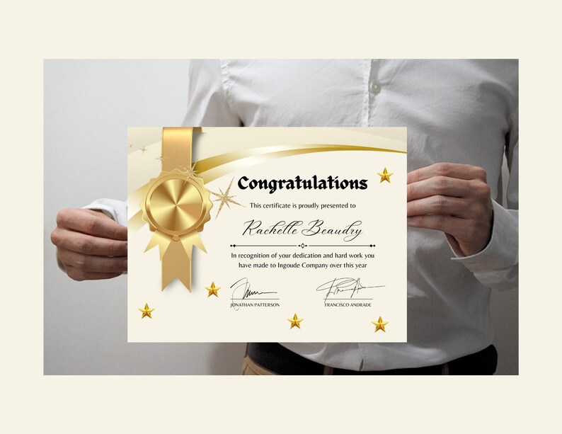 Editable Congratulation Certificate Template (PDF or Canva). - Etsy