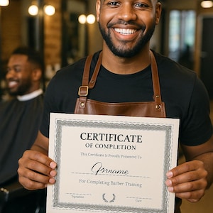 Editable Barber Certificate Template: Barber School Diploma (digital ...