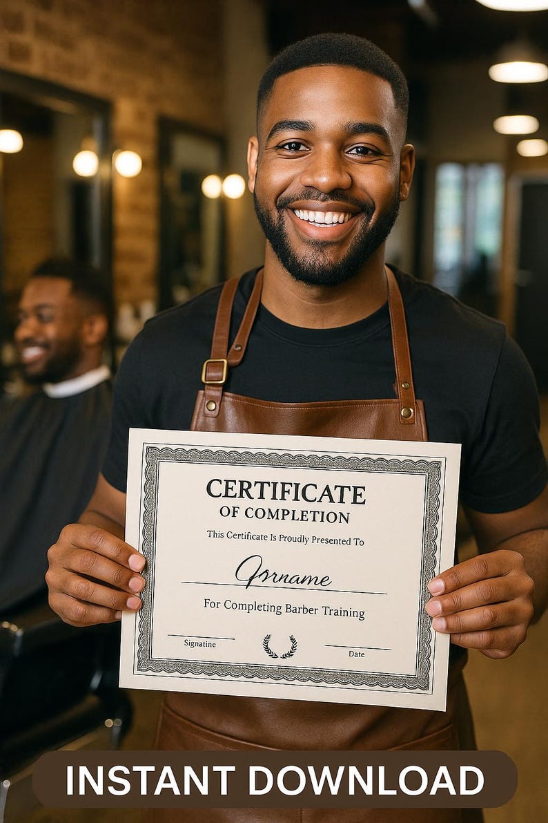 Barber Certificate of Completion | Editable Barber School Diploma ...