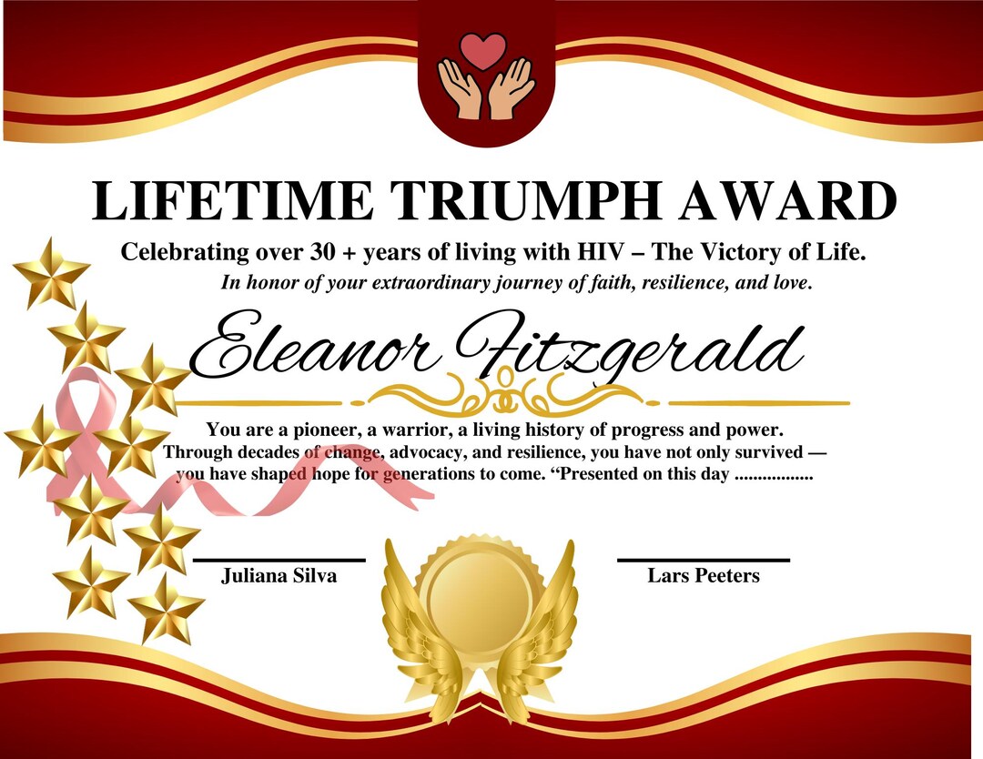 HIV Survival Certificate — Printable Personalized Milestone Certificate ...