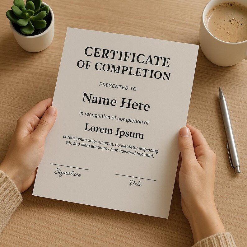 Editable Certificate of Completion Template: Training Award (PDF or ...