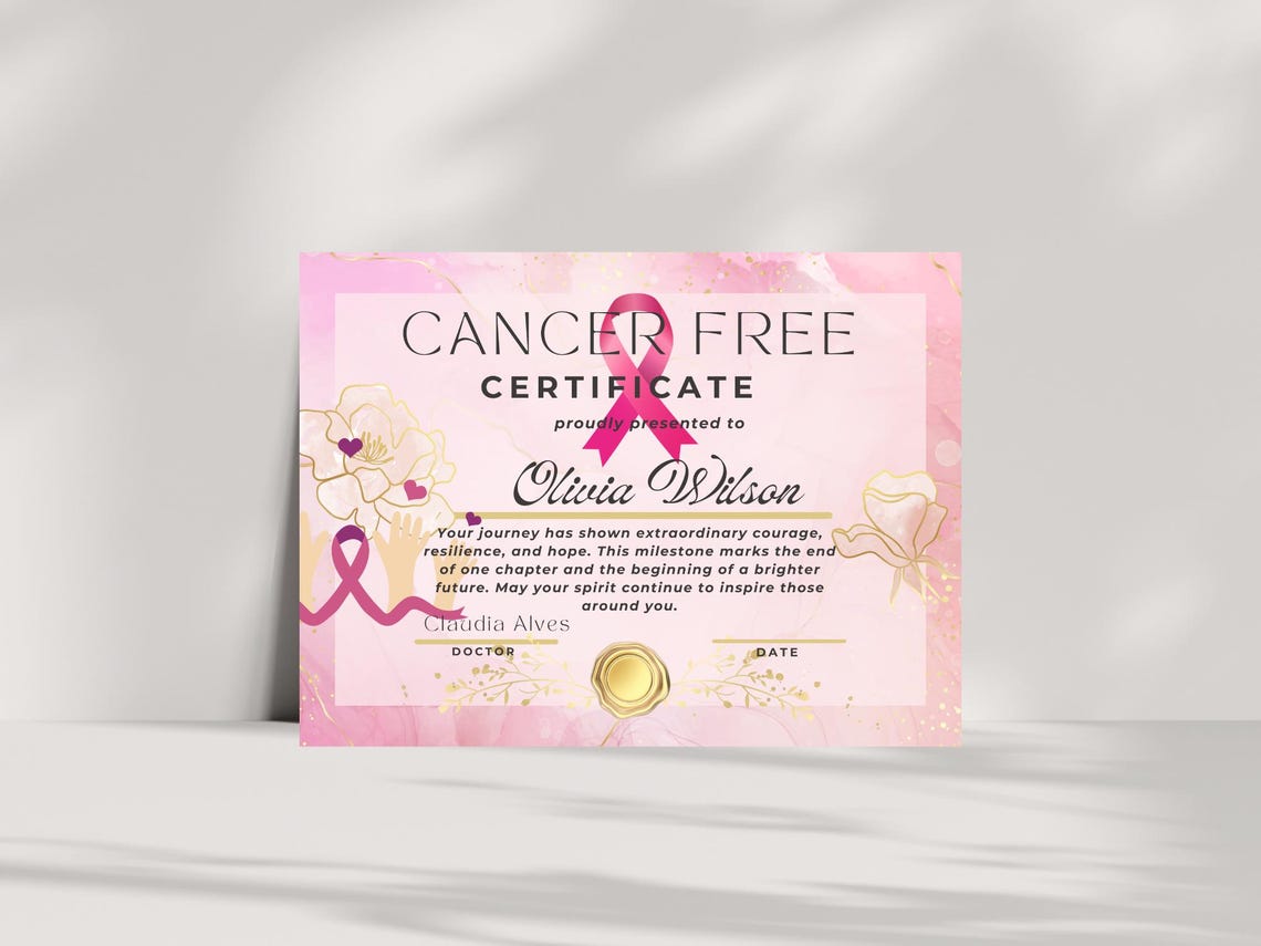 Personalized Cancer Survivor Certificate: Breast Cancer Free Gift. - Etsy