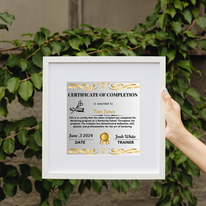 Barber Cosmetology Certificate of Completion – Printable Salon License ...