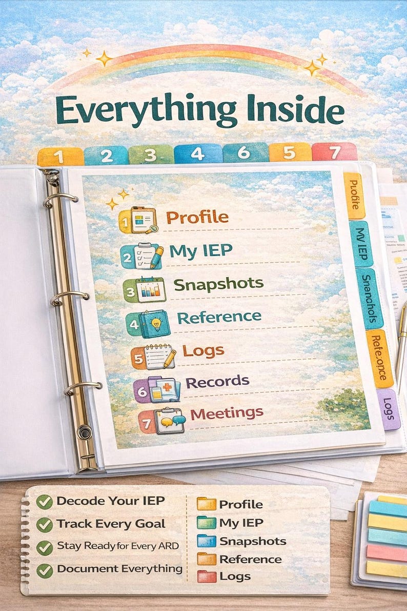 IEP Binder Printable Special Needs Parents | Planner Tracker Worksheet ...