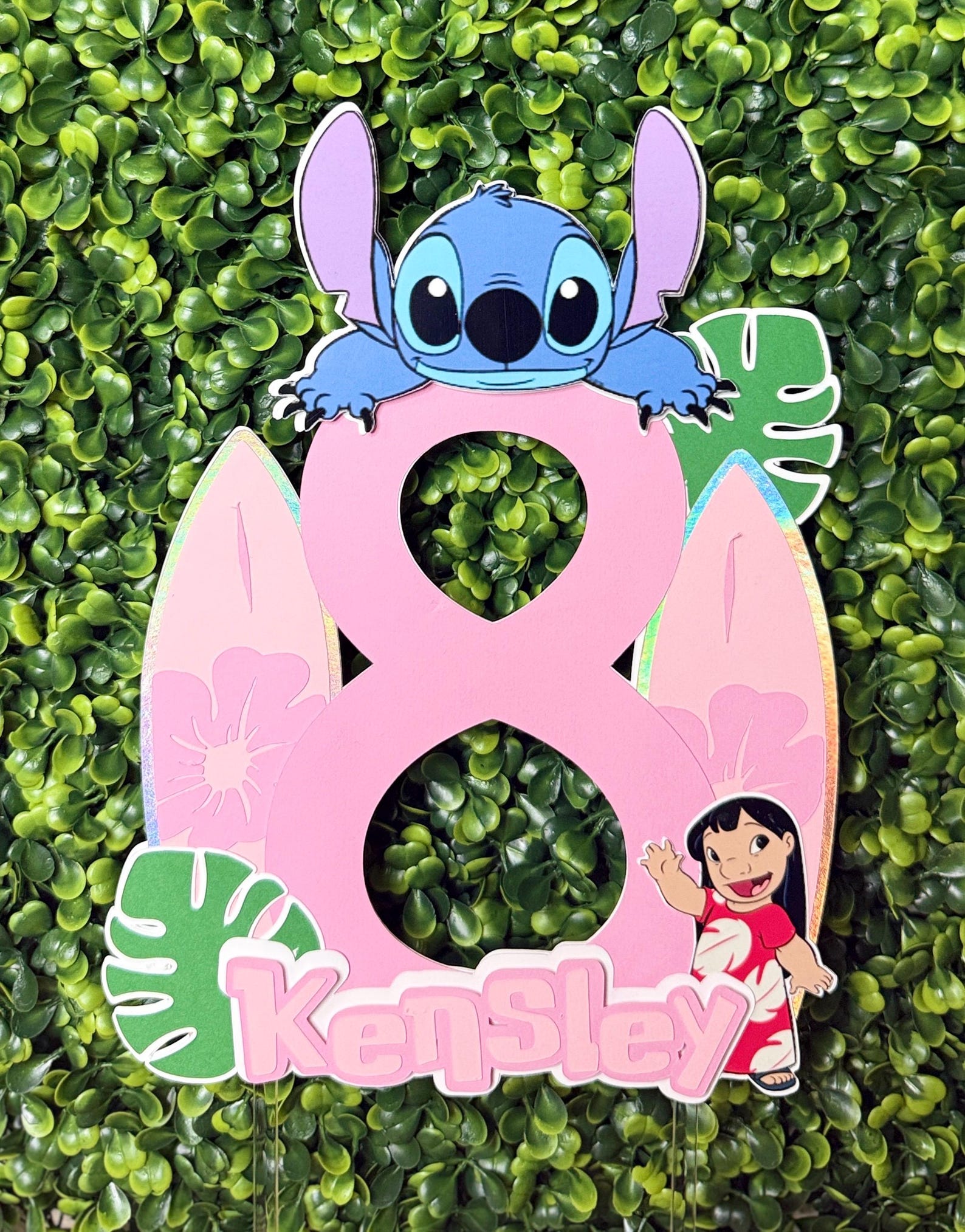 Lilo and Stitch Cake Topper - Tropical Birthday Decoration, Custom Name ...