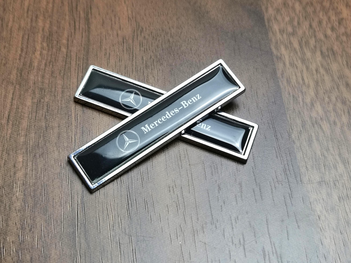2 Black Mercedes-benz Side Emblems - Resin Adhesive Badge - Etsy