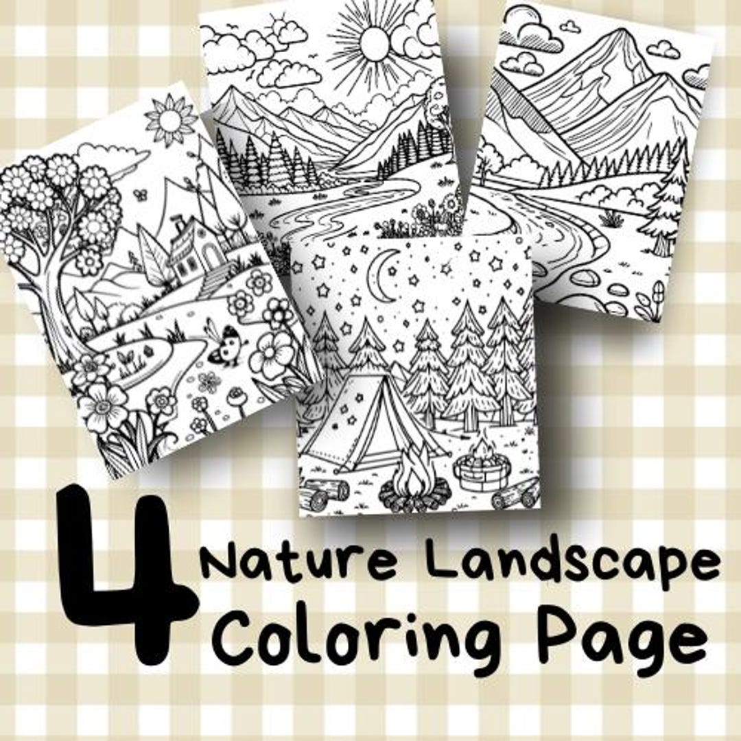 4 Nature Landscape Printable Coloring Pages for Kids - Nature ...