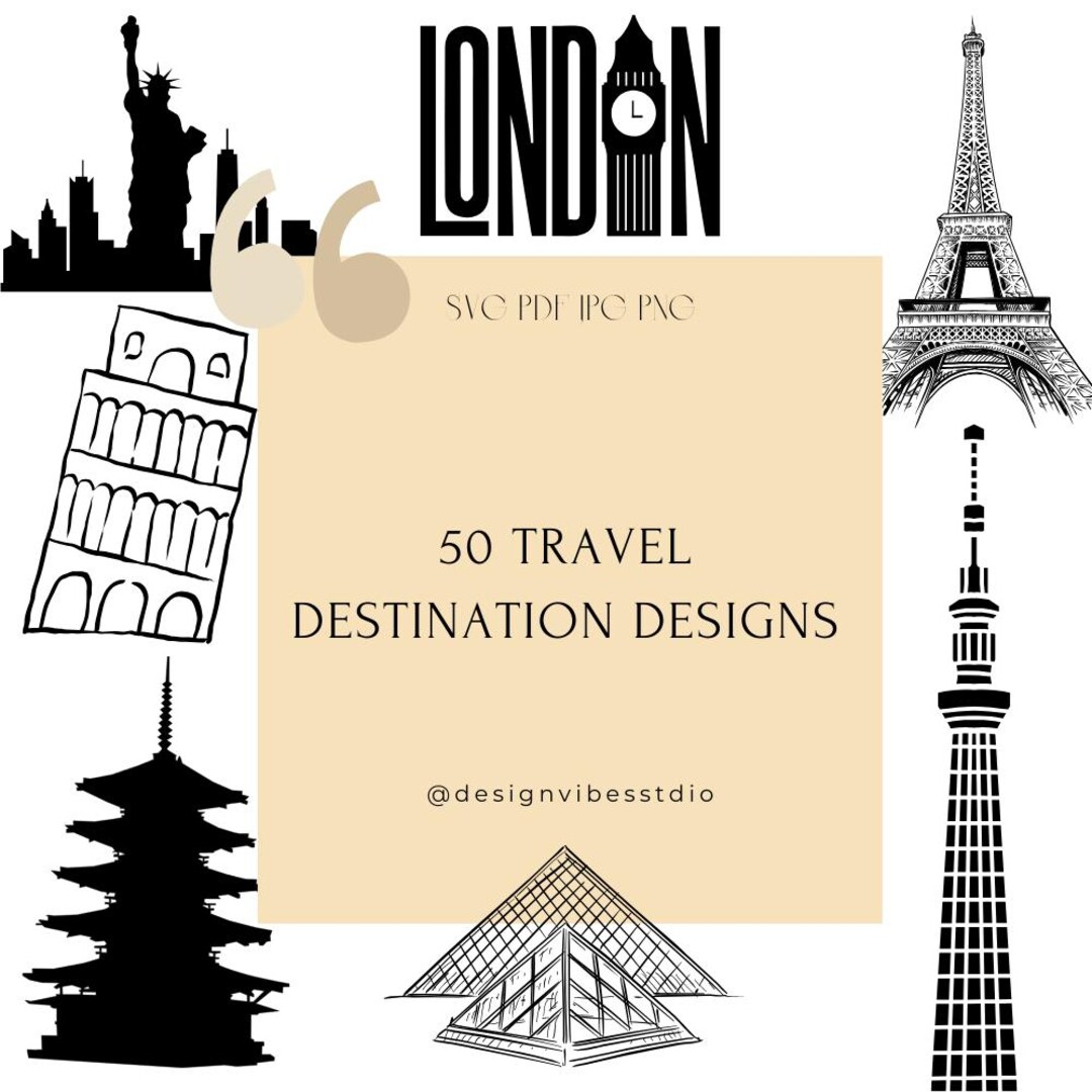 50 Travel Destinations Design Bundle – England, Japan, Germany, Italy ...