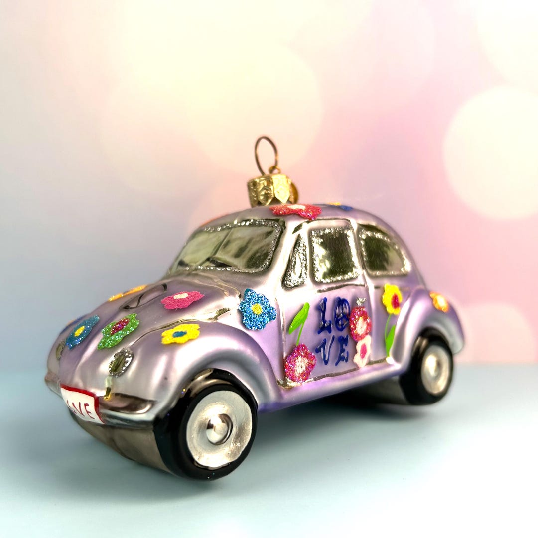 Vintage Christopher Radko Purple Peace & Love Bug VW Ornament 2000 - Etsy