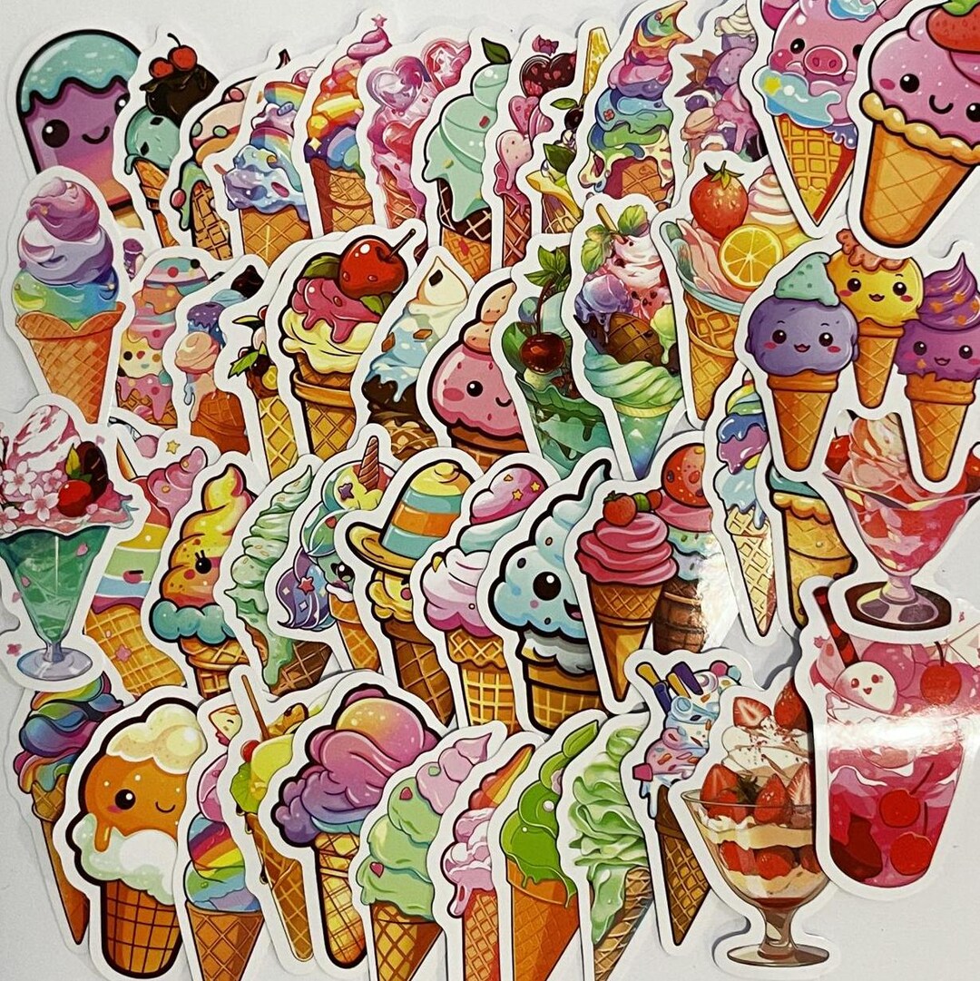 Ice Cream Stickers, Random Pack, Waterproof Vinyl Decals - Etsy
